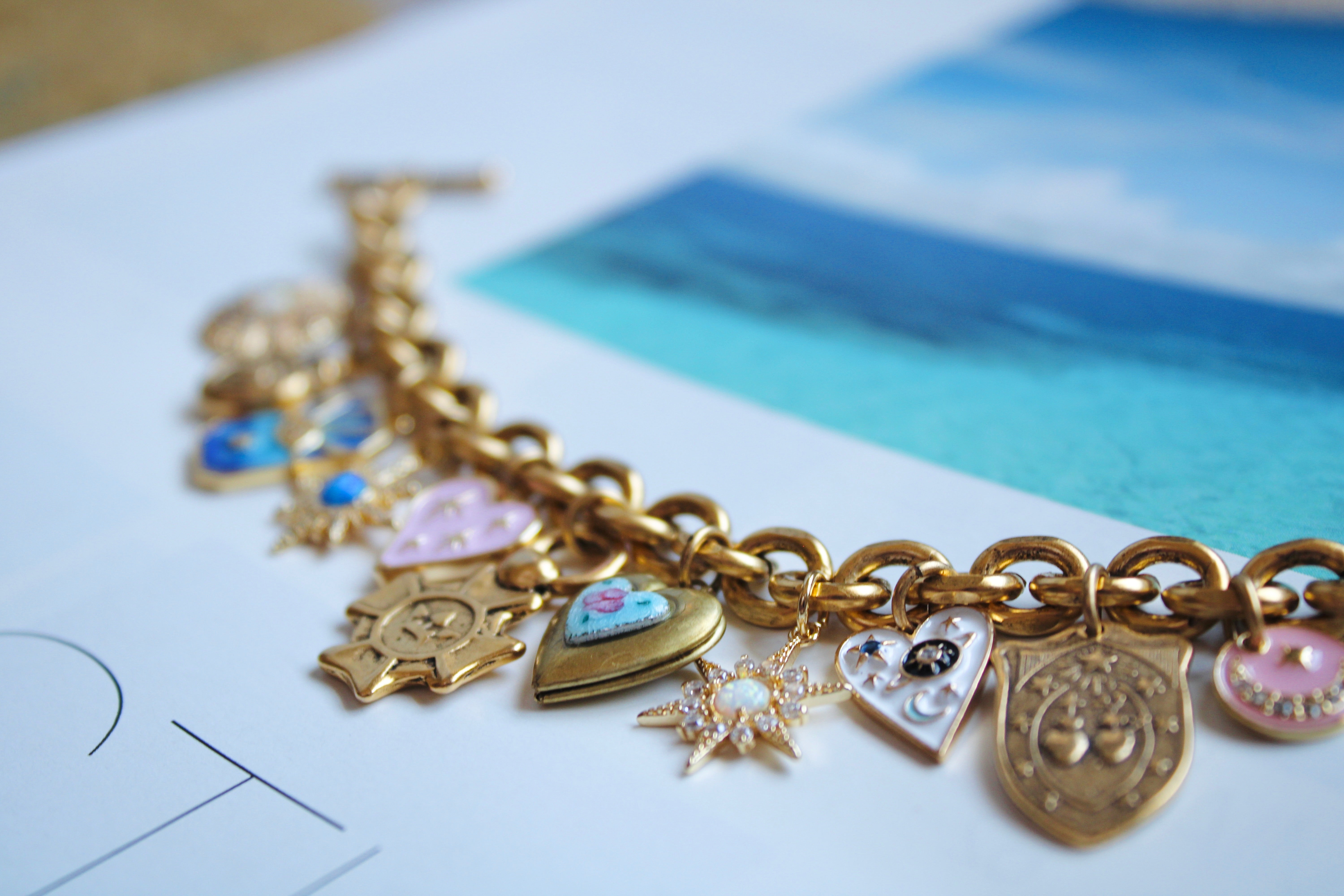 Antiqued Gold Charm Bracelet – Vivian Grace