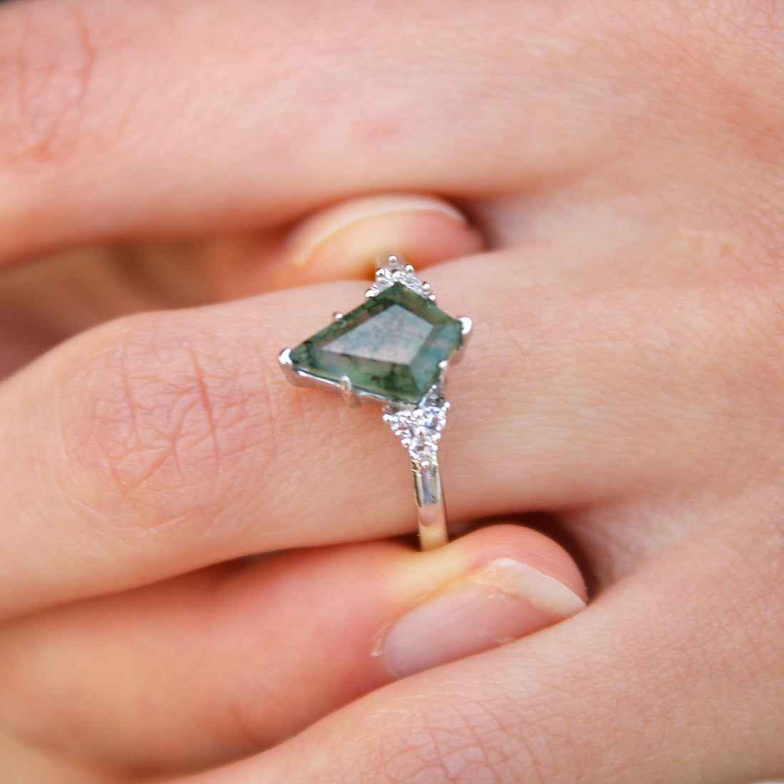 Moss Agate & Topaz Ring – Vivian Grace