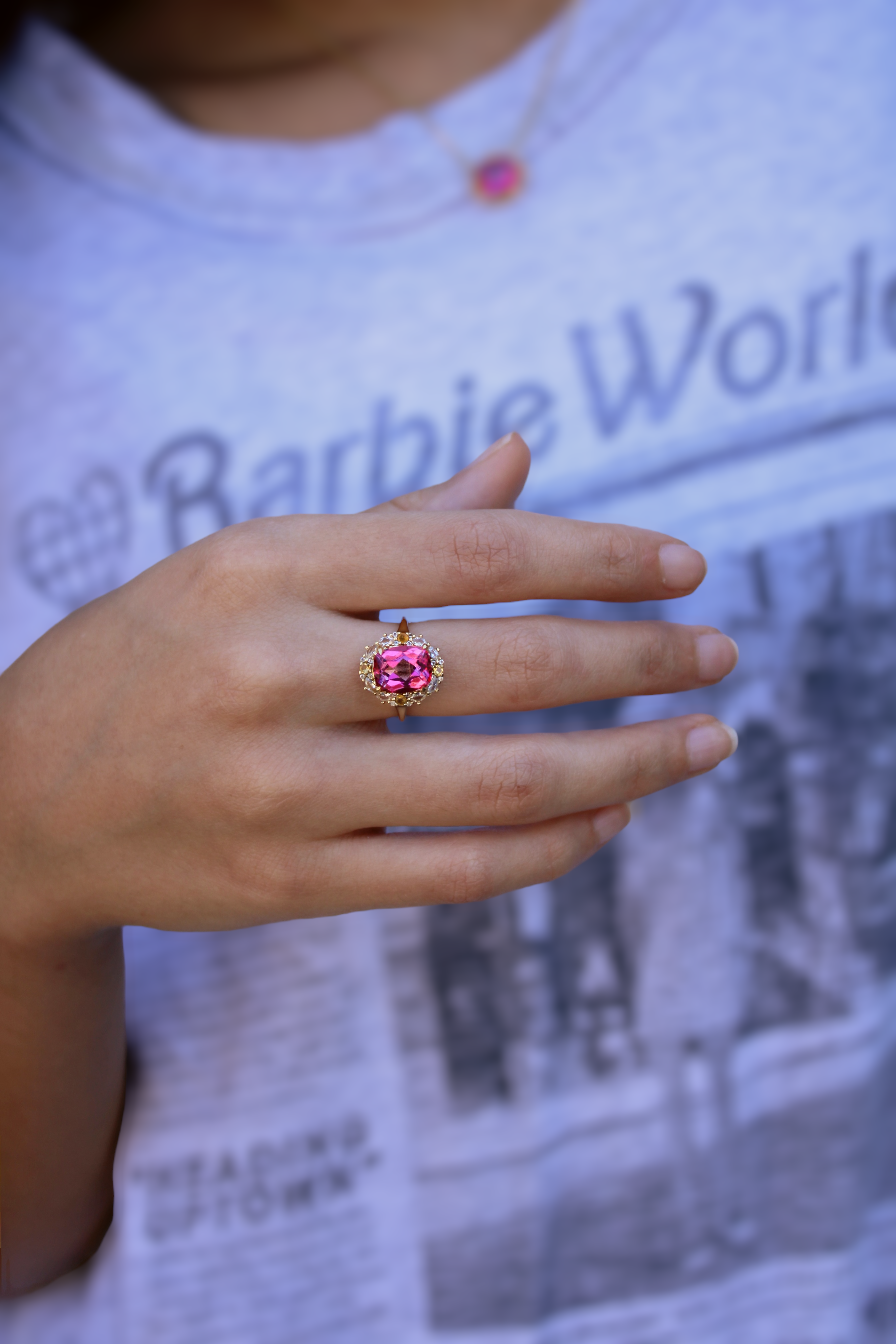 The Poppy Ring - Pink Topaz and Citrine – Vivian Grace